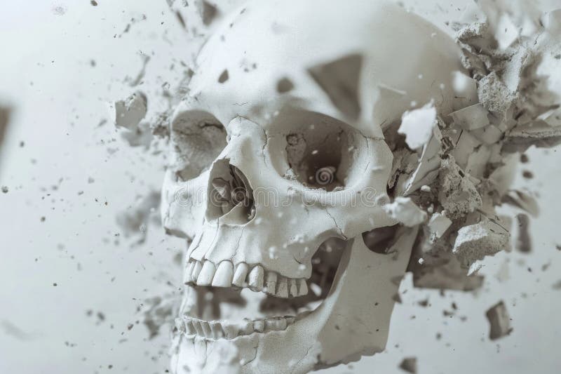 Exploding Skull Fragmentation Stock Photo - Image of breaking, debris ...