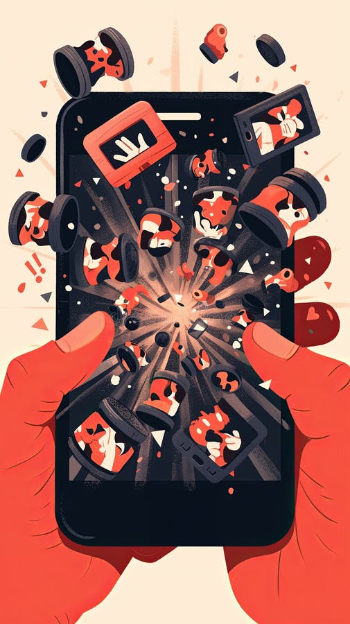 Exploding Smartphone Animation with Vibrant Content in Dramatic Cartoon ...