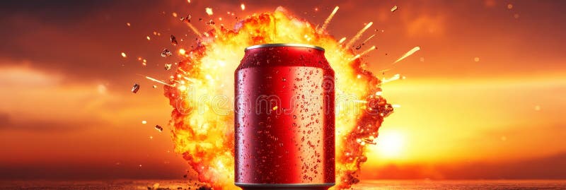 Exploding Soda Can Sunset a Red Soda Can Explodes in a Fiery Sunset ...