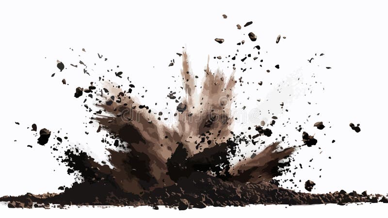 Exploding Soil Debris Flying Isolated White Background Stock Vector ...