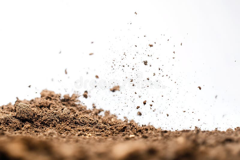 Exploding Soil with Dirt Particles Isolated on White Background with ...