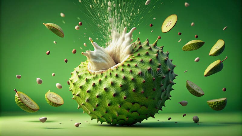 Exploding Soursop Fruit. a Splash of Tropical Flavor Stock Illustration ...