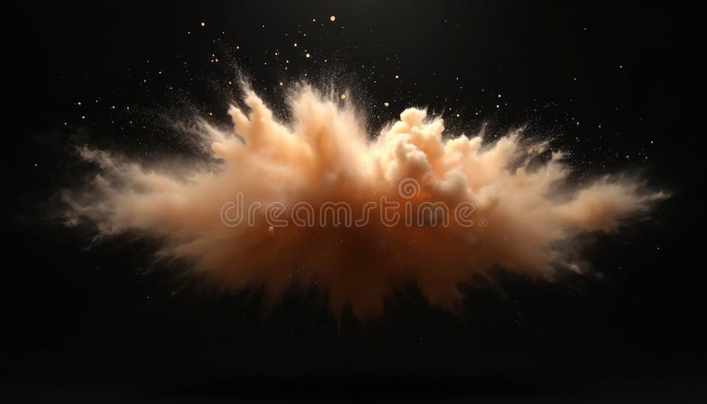 Exploding Space Dust Cloud on Black Background. Dynamic Abstract ...