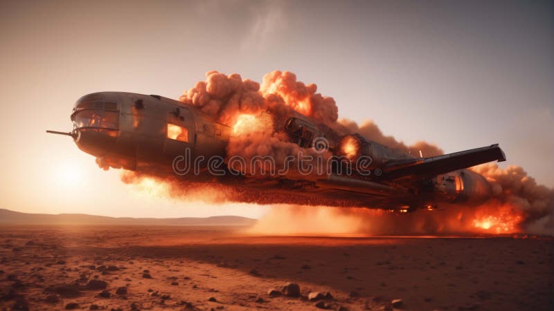 Exploding Spaceship and Ground Vehicle on Mars. Extremely Detailed and ...