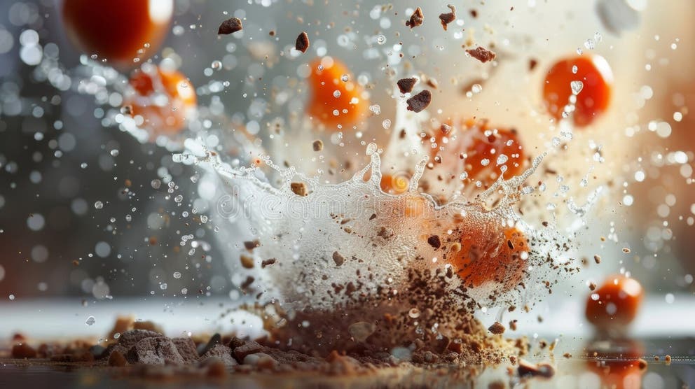 Exploding Splash of Cherry Tomatoes in Dramatic Motion Stock Image ...