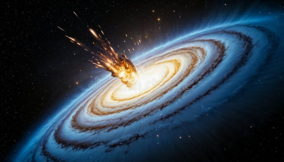 Exploding Star in Galactic Core with Fiery Impact Stock Image - Image ...