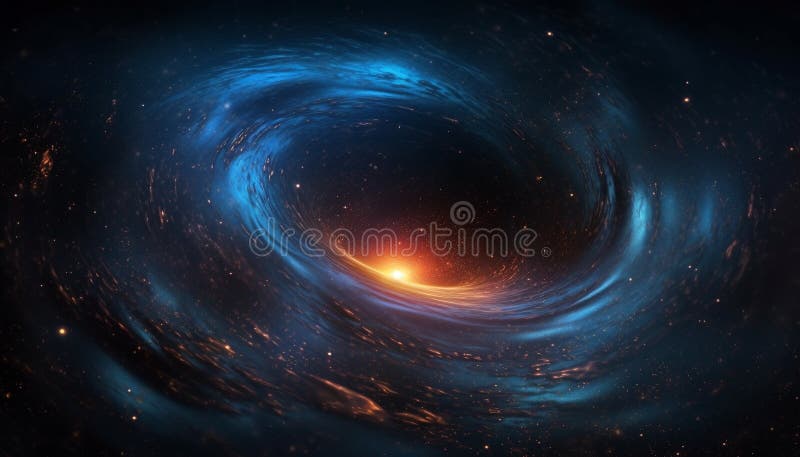 Exploding Star Shapes Orbiting Deep Galaxy in Abstract Illustration ...