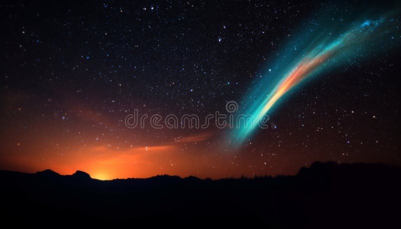 Exploding Star Trail Illuminates Majestic Mountain Peak in Star Field ...