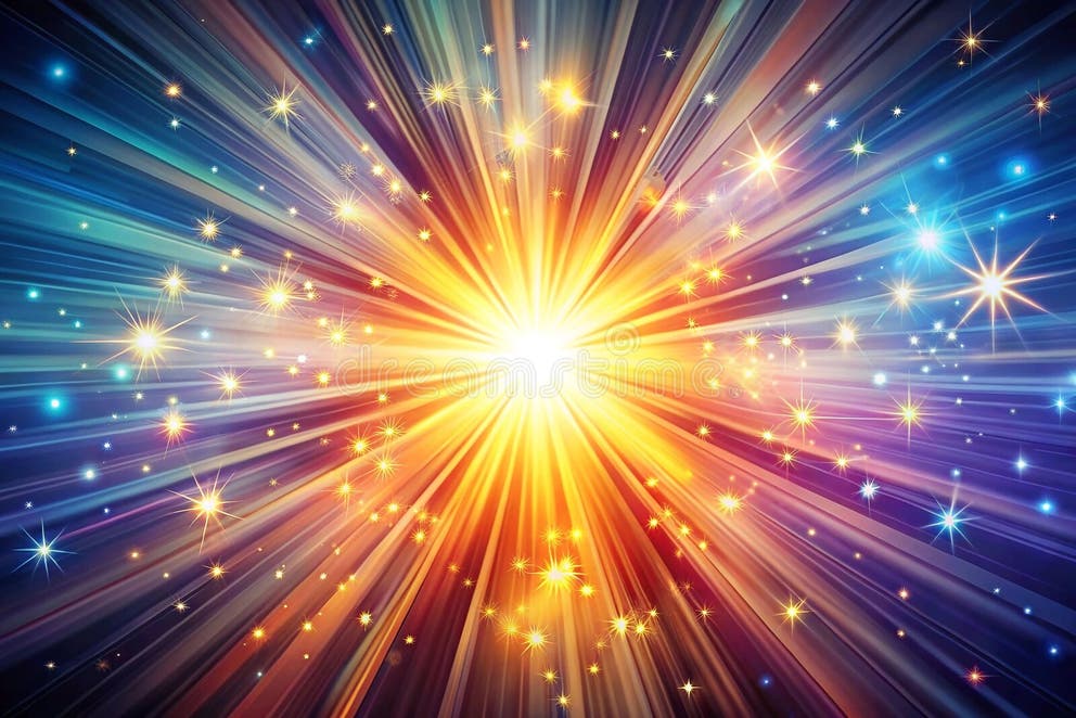 Exploding Starburst Vibrant Colorful Rays Night Sky Background Festive ...