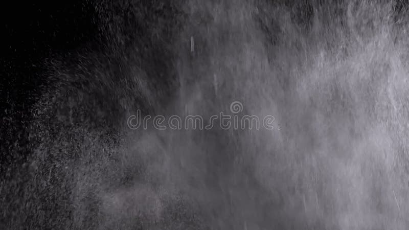 Exploding Stream of Ice Water Drops, Dust in Empty Space on a Black ...