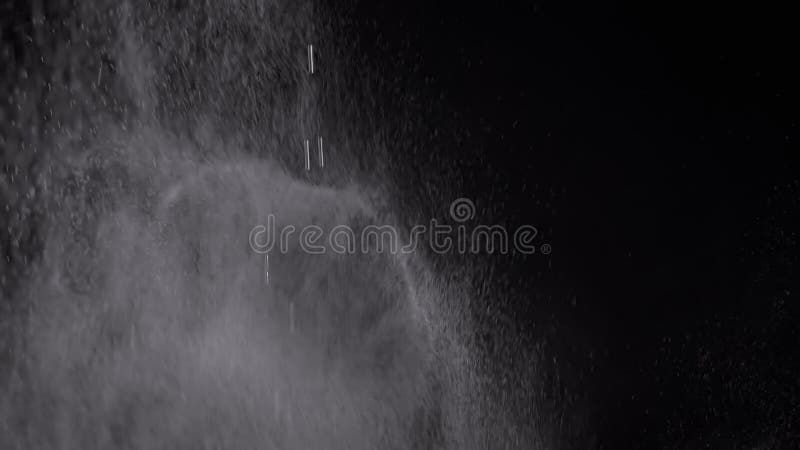 Exploding Stream of Ice Water Drops, Dust in Empty Space on a Black ...