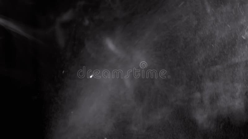 Exploding Stream of Ice Water Drops, Dust, Fog in Empty Space on a ...