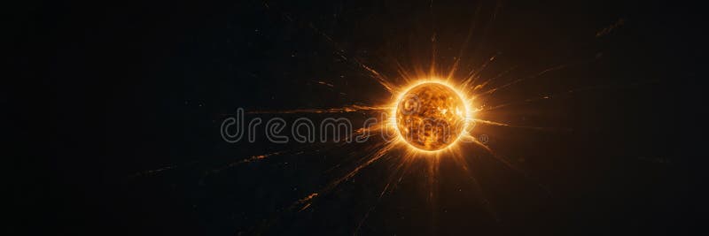 Exploding Sun on Black Empty Space Universe Void Panoramic Wide Angle ...