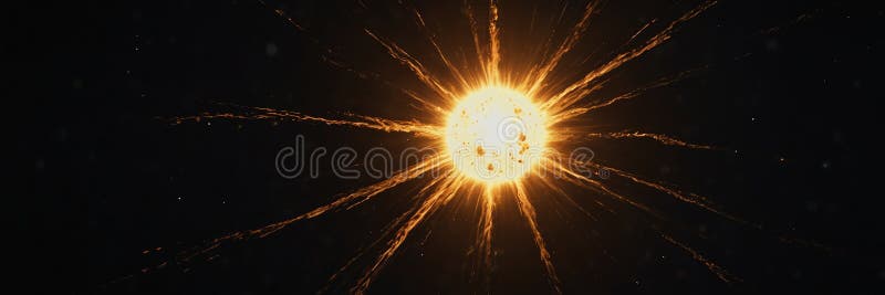 Exploding Sun on Black Empty Space Universe Void Panoramic Wide Angle ...