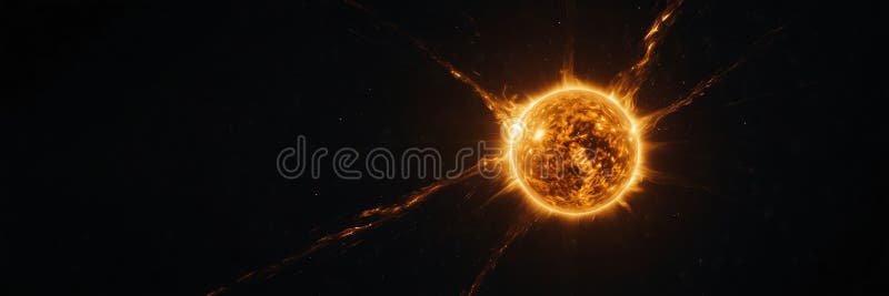 Exploding Sun on Black Empty Space Universe Void Panoramic Wide Angle ...