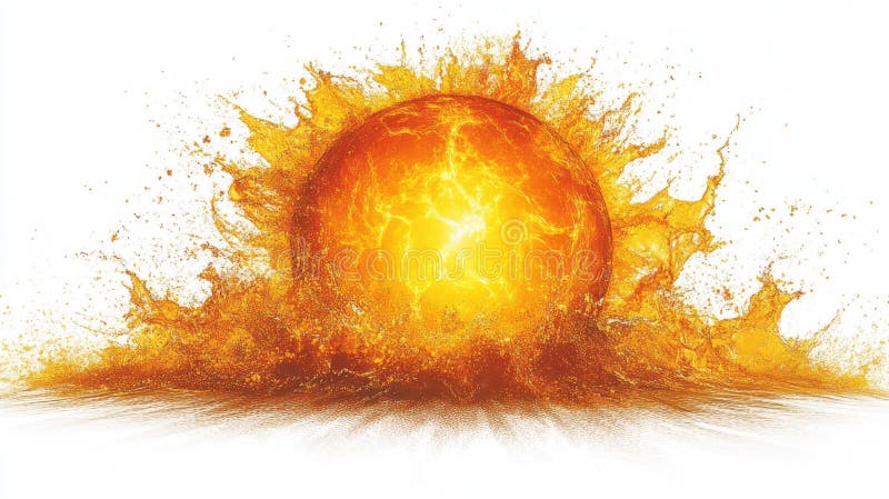 Exploding Sun in Fiery Yellow and Orange Generative AI Stock ...
