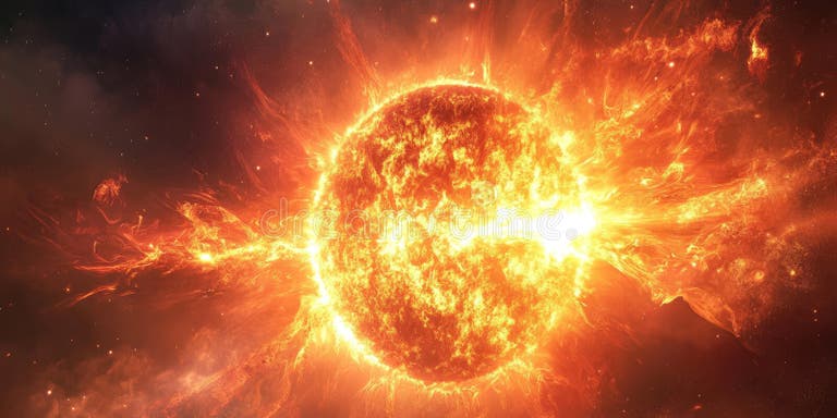 Exploding Sun with Solar Flares, Intense Solar Activity in Space ...
