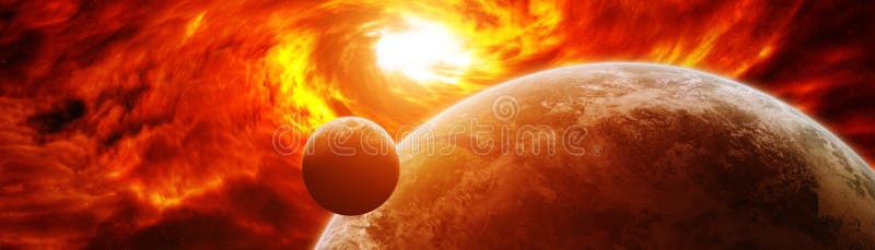 Exploding Sun in Space Close To Planet 3D Rendering Elements of Stock ...