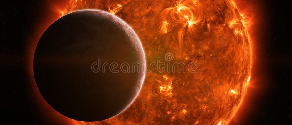 Exploding Sun in Space Close To Planet Earth Stock Illustration ...