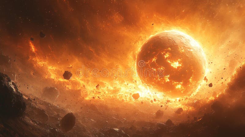 Exploding Sun in Space - Generative Ai Stock Illustration ...