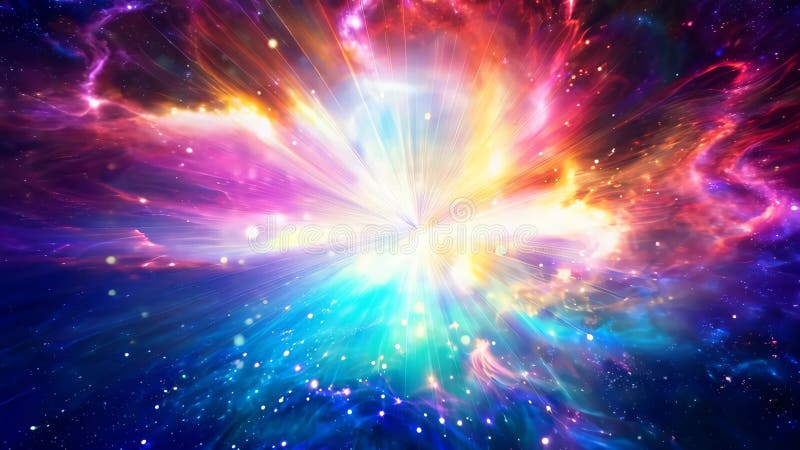 Exploding Supernova in Colorful Deep Space, Cosmic Explosion and Light ...