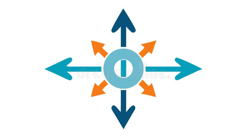 Exploding Target Icon, Outward Arrows for Impact and Spread, Vector ...