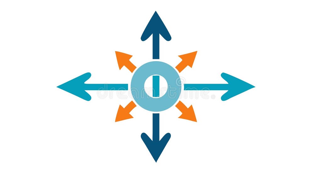 Exploding Target Icon, Outward Arrows for Impact and Spread, Vector ...