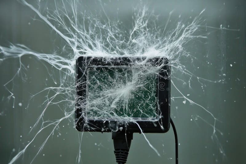Exploding Television Screen Capturing Dramatic Burst of Shattered Glass ...