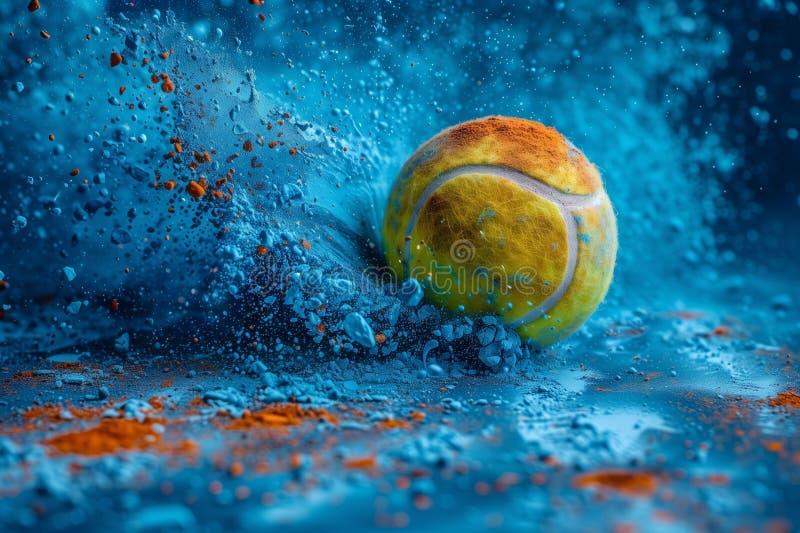 Exploding Tennis Ball with Dynamic Water Effect Stock Photo - Image of ...