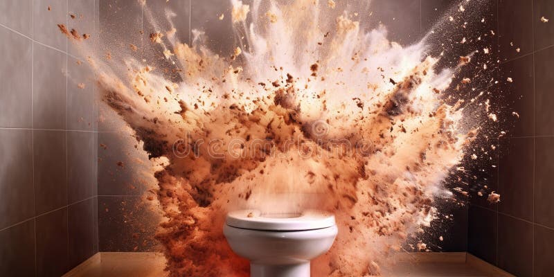 Exploding Toilet Bowl, Concept of Fragile Plumbing, Created with ...