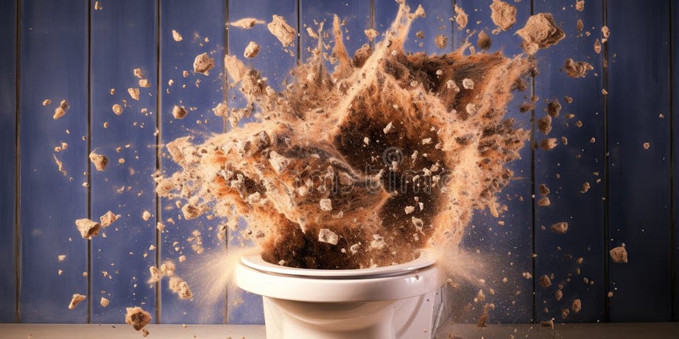 Exploding Toilet Bowl, Concept of Fragile Plumbing, Created with ...
