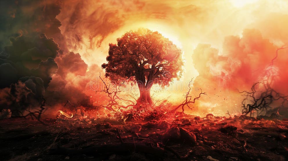Exploding Tree, Apocalyptic Landscape Stock Photo - Image of walls ...