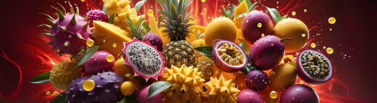 Exploding Tropical Fruits in Mid-Air with Juice Splash â€ Pineapple ...