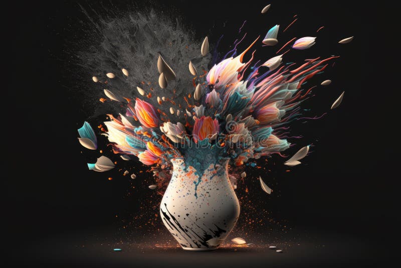 Exploding Vase Illustration Stock Illustration - Illustration of ...
