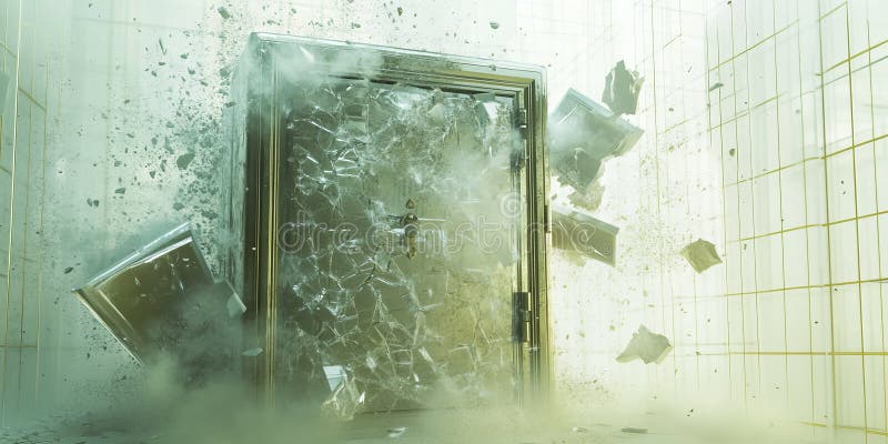 Exploding Vault Door with Debris Stock Illustration - Illustration of ...