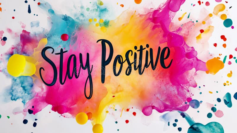 Colorful Watercolor Background Showing Stay Positive Message Stock ...