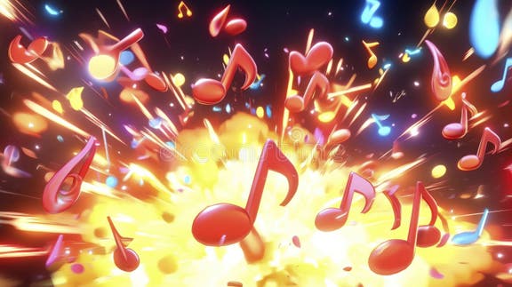 Exploding Vibrant 3D Musical Notes in Vivid Colors Stock Illustration ...
