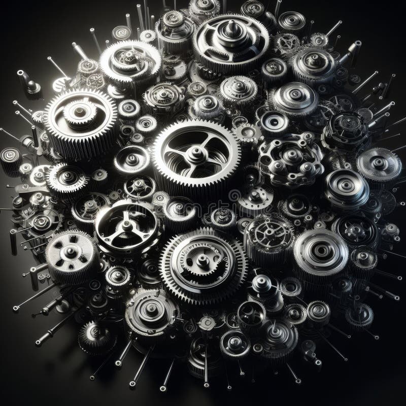 Exploding View of Gears and Cogs Stock Photo - Image of steel ...