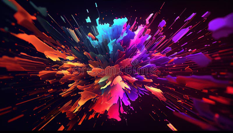 Exploding of Vivid Colored Paint on Dark Background AI Generative Stock ...