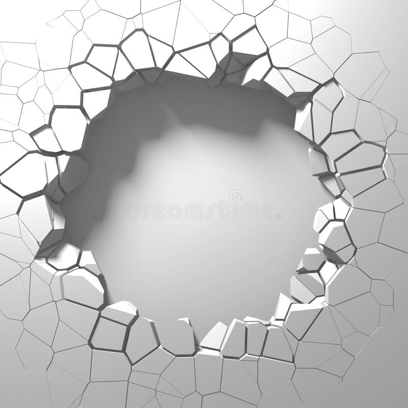 Exploding Wall with Free Area on Center Stock Illustration ...