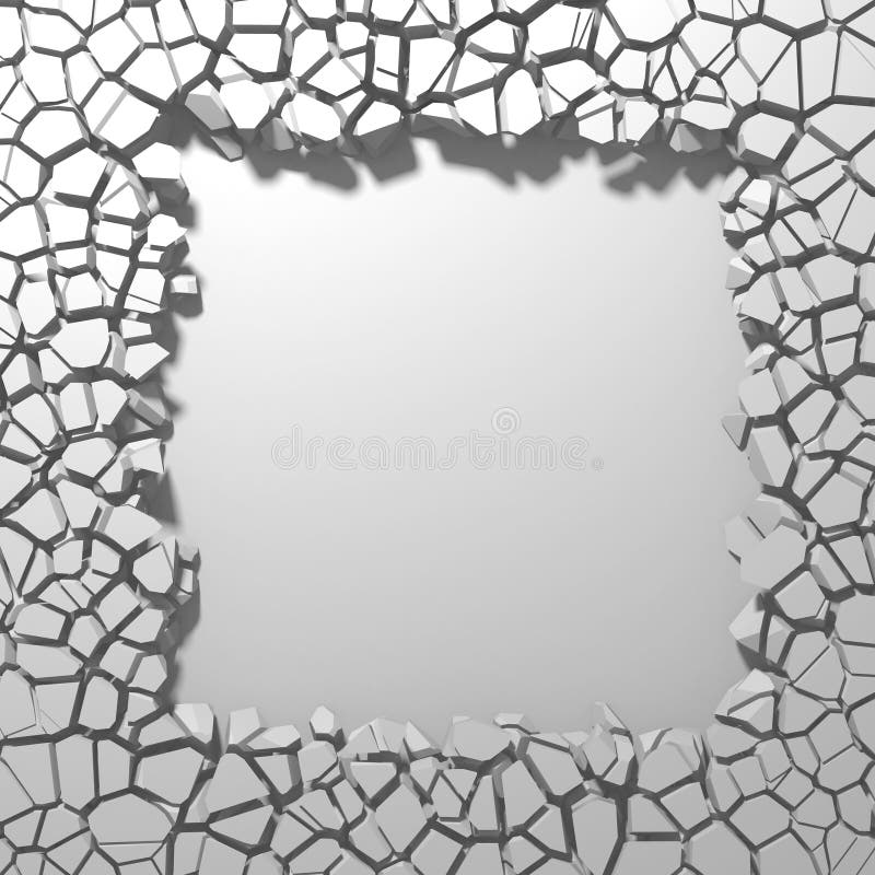 Exploding Wall with Free Area on Center Stock Illustration ...