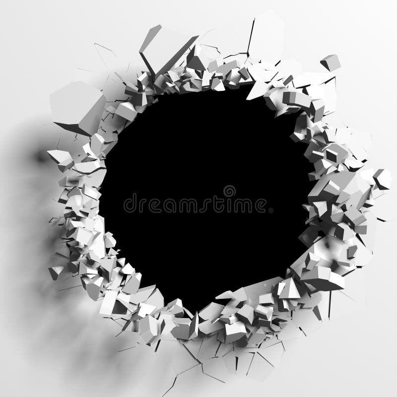 Exploding Wall with Free Area on Center Stock Illustration ...