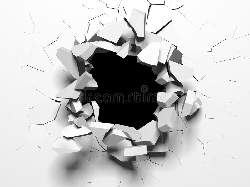 Exploding Wall with Free Area on Center Stock Illustration ...