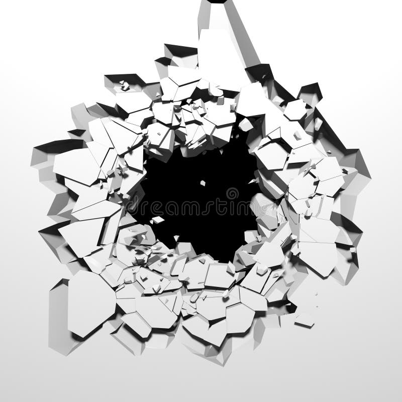 Exploding Wall with Free Area on Center Stock Illustration ...