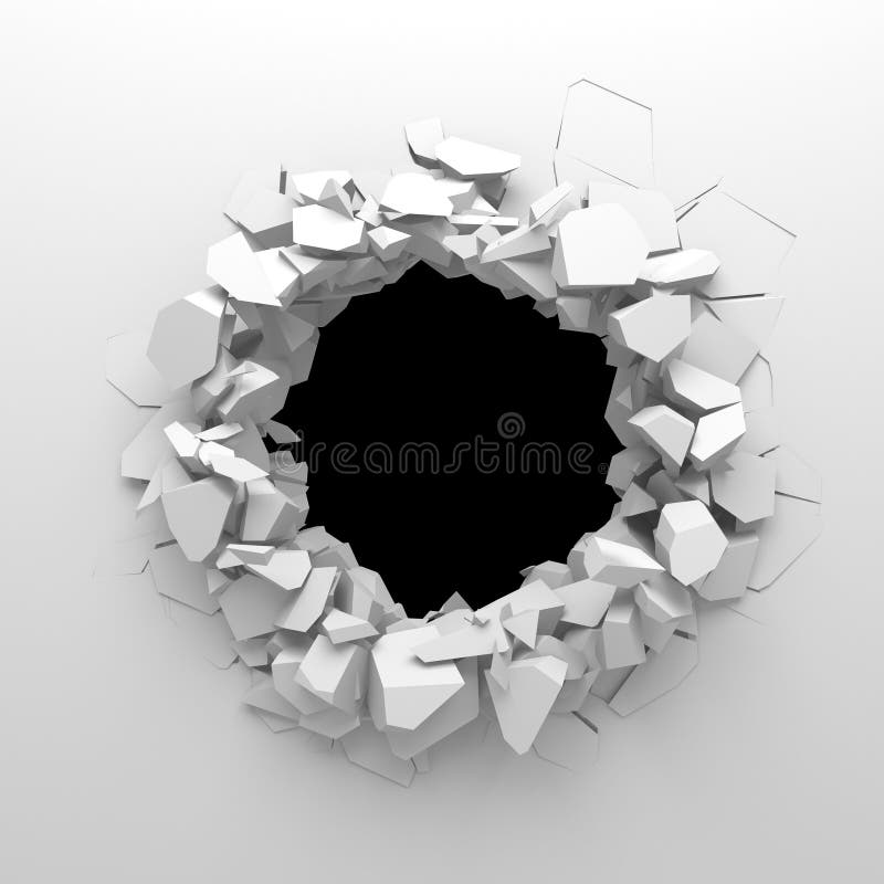 Exploding Wall with Free Area on Center Stock Illustration ...