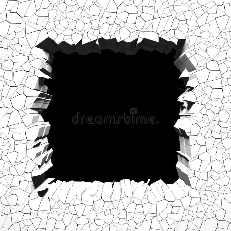 Exploding Wall with Free Area on Center Stock Illustration ...