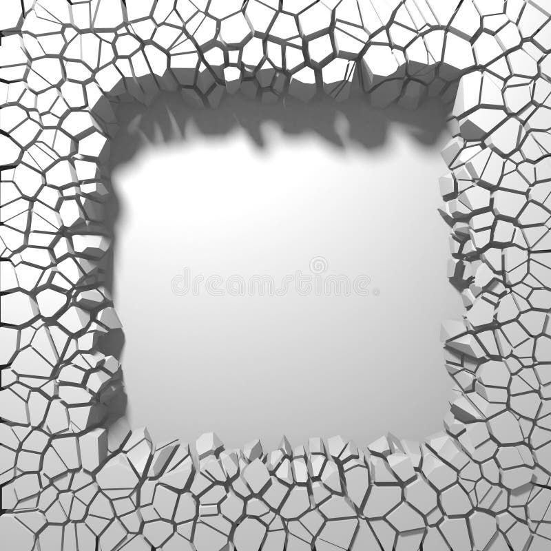 Exploding Wall with Free Area on Center Stock Illustration ...