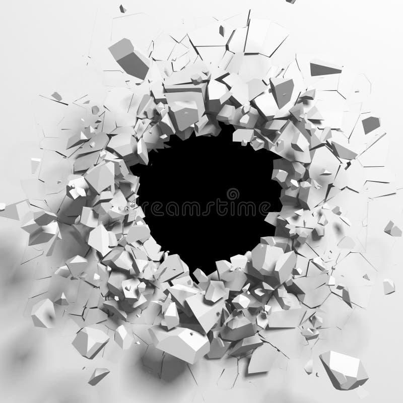 Exploding Wall with Free Area on Center Stock Illustration ...