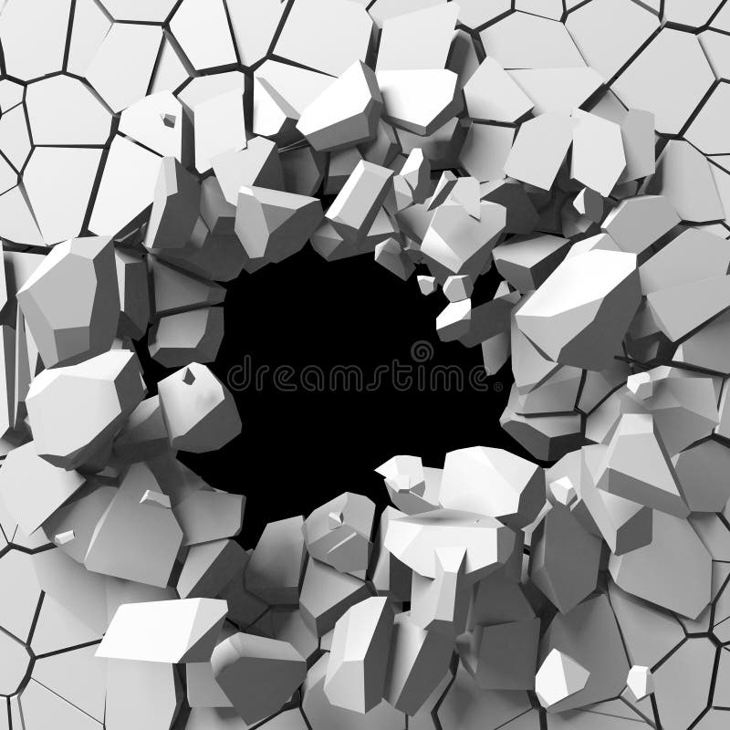 Exploding Wall with Free Area on Center Stock Illustration ...