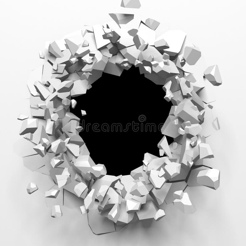Exploding Wall with Free Area on Center Stock Illustration ...